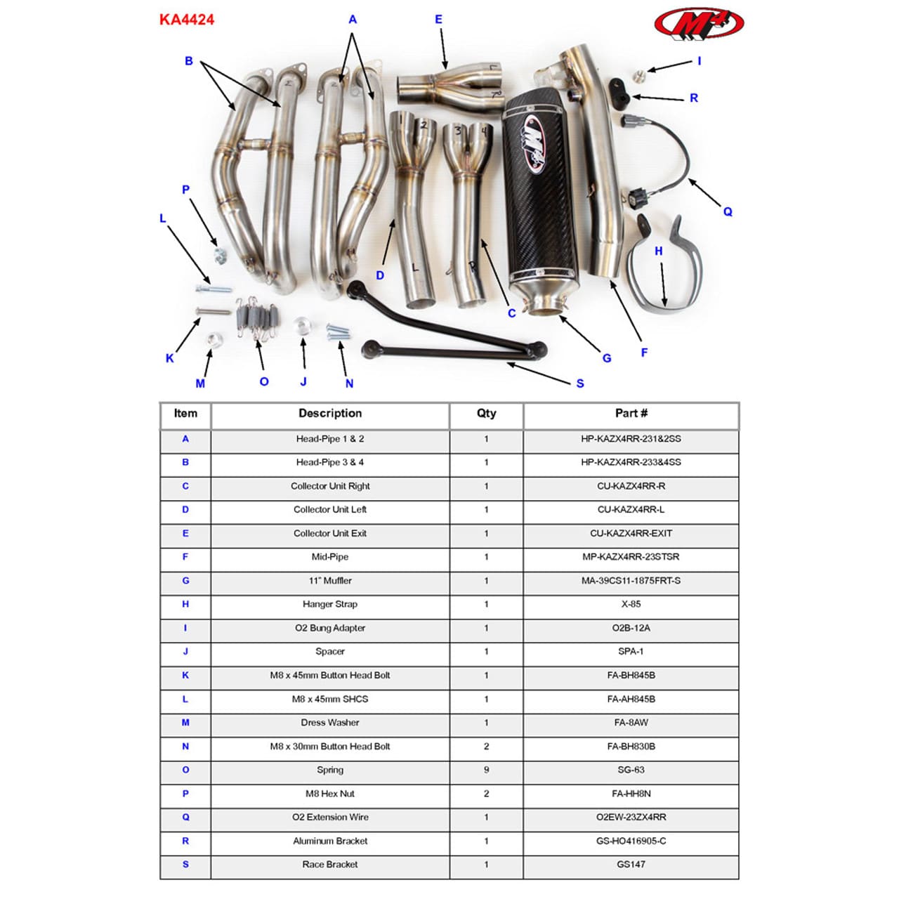 M4 Exhaust Full System Carbon Canister - Kawasaki ZX4RR M4 Exhaust Full System Carbon Canister - Kawasaki ZX4RR